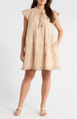 SUGARLIPS Striped Cotton Shift Mini Dress