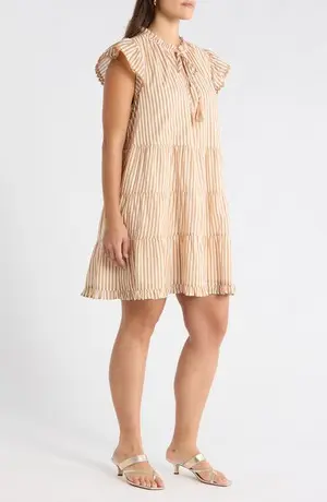 SUGARLIPS Striped Cotton Shift Mini Dress