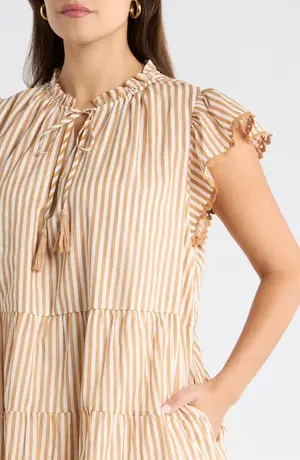 SUGARLIPS Striped Cotton Shift Mini Dress
