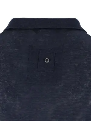 WHITE SAND Linen Blend Polo - Blue