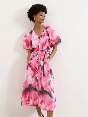 PHASE EIGHT Caterina Puff Sleeve V-neck Shirt Dress