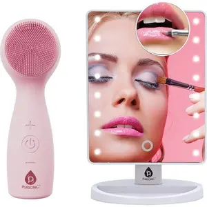 PURSONIC Dimmable Led Vanity Mirror & 3-in-1 Facial Cleansing Device Led Light - Multicolor