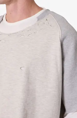 Mnml Layered Look Distressed Sweatshirt