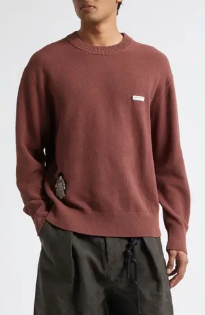 SONG FOR THE MUTE Seed Stitch Oversize Cotton Sweater - Brown