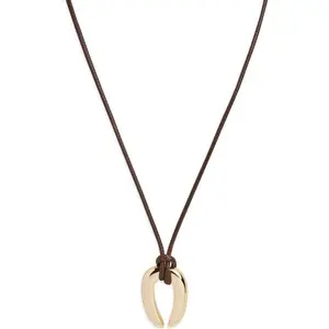 Argento Vivo Serena Horseshoe Pendant Cord Necklace - Gold/brown