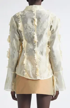 KIM SHUI Quiyona Lace Trim Silk Shirt