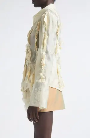 KIM SHUI Quiyona Lace Trim Silk Shirt