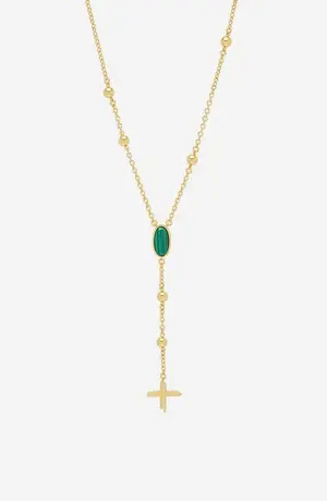 YOJ Rosary Lariat Necklace - Gold