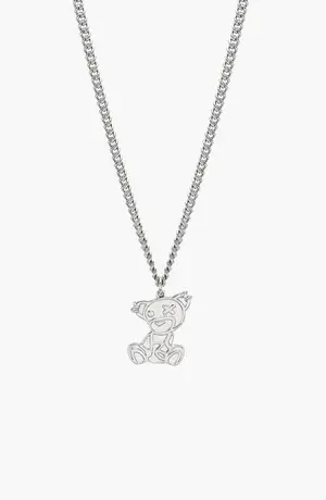 YOJ Teddy Bear Plated Necklace - Silver