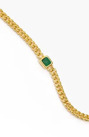 YOJ Malachite Stone Curb Chain Bracelet