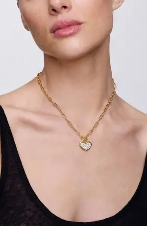 YOJ Link Heart Pave Short Necklace