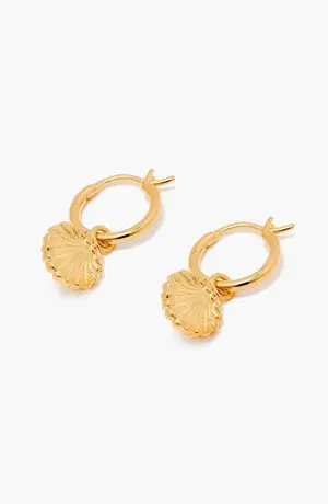 YOJ Concha Mini Charm Hoop Earrings