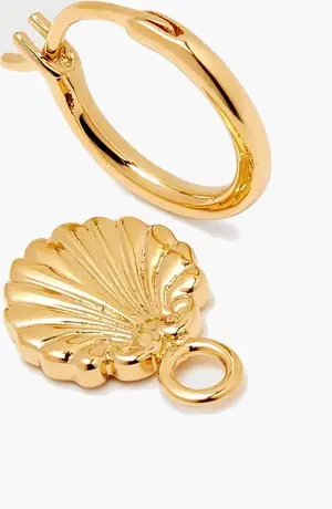 YOJ Concha Mini Charm Hoop Earrings