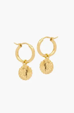 YOJ Concha Mini Charm Hoop Earrings