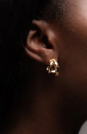 YOJ Double Claw Hammered Hoop Earrings