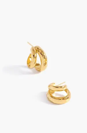 YOJ Double Claw Hammered Hoop Earrings