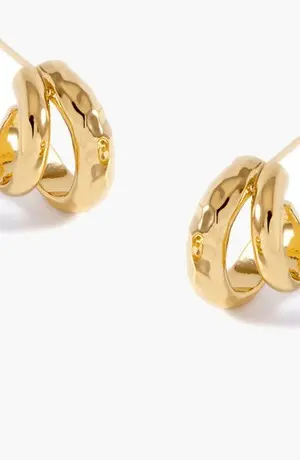 YOJ Double Claw Hammered Hoop Earrings