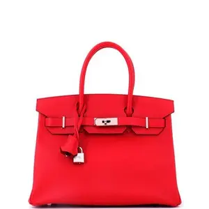 Hermès Birkin Handbag Epsom With Palladium Hardware 30 - Red