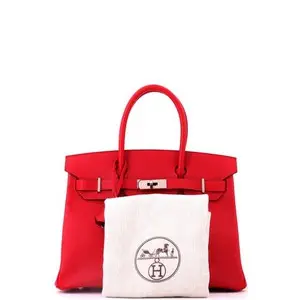 Hermès Birkin Handbag Epsom With Palladium Hardware 30 - Red