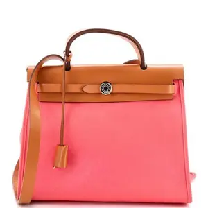 Hermès Herbag Zip Leather And Toile 31 - Pink