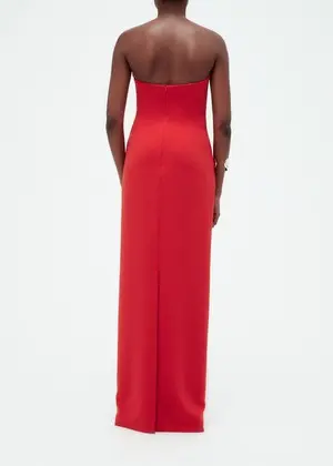 Amsale Stretch Crepe Column Gown - Persimmon