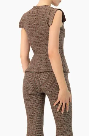 IVONNE Geometric Peplum Blouse