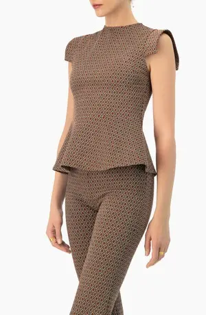 IVONNE Geometric Peplum Blouse