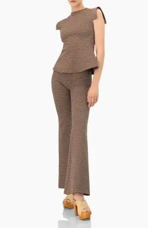 IVONNE Geometric Peplum Blouse
