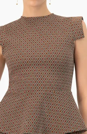 IVONNE Geometric Peplum Blouse