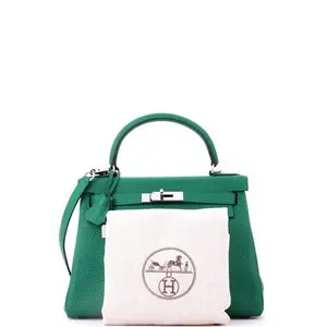 Hermès Kelly Handbag Togo With Palladium Hardware 28 - Green