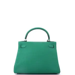 Hermès Kelly Handbag Togo With Palladium Hardware 28 - Green