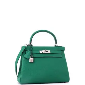 Hermès Kelly Handbag Green Togo With Palladium Hardware 28 - Vert Vertigo