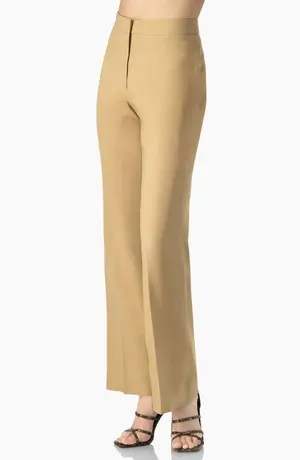 IVONNE Linen Wide-leg Trousers - Beige