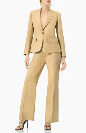 IVONNE Linen Wide-leg Trousers - Beige