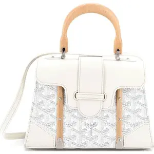 Goyard Structured Saigon Top Handle Bag Coated Canvas With Leather Mini - White