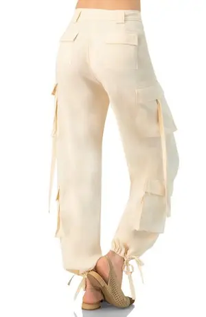 IVONNE Solid Cargo Pants With Straps