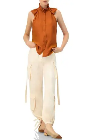 IVONNE Solid Cargo Pants With Straps