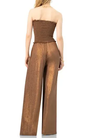 IVONNE Strapless Wide-leg Jumpsuit With Smocked Detailing