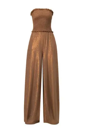 IVONNE Strapless Wide-leg Jumpsuit With Smocked Detailing