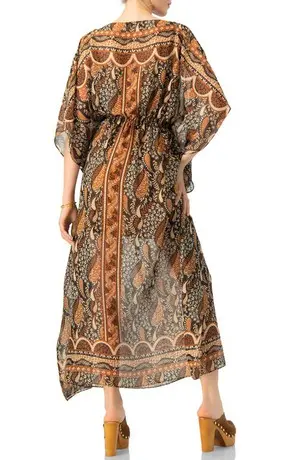IVONNE Long Batwing Sleeve Paisley Dress