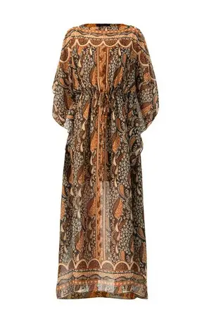 IVONNE Long Batwing Sleeve Paisley Dress
