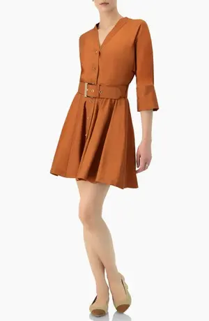 IVONNE Dolman Sleeve A-line Dress With Belt