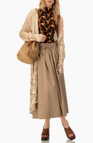 IVONNE Patterned Ruched High Neck Blouse