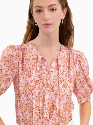 Rebecca Taylor Bellamy Silk Blouse - Pale Pink Multi