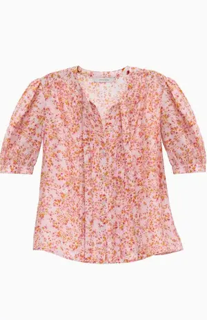 Rebecca Taylor Bellamy Silk Blouse - Pale Pink Multi
