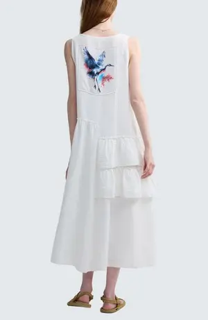 LUUKAA Muslin Tiered Midi Dress