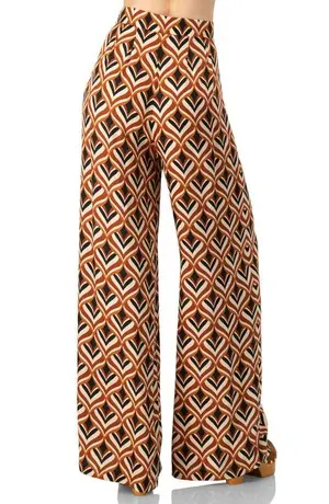 IVONNE Geometric Printed Wide-leg Pants
