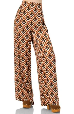 IVONNE Geometric Printed Wide-leg Pants