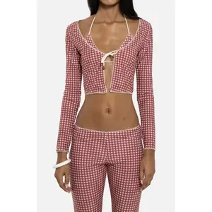 JADED LONDON Gingham Tie-front Crop Cardigan