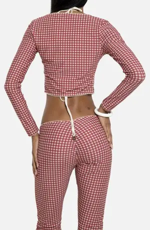 JADED LONDON Gingham Tie-front Crop Cardigan